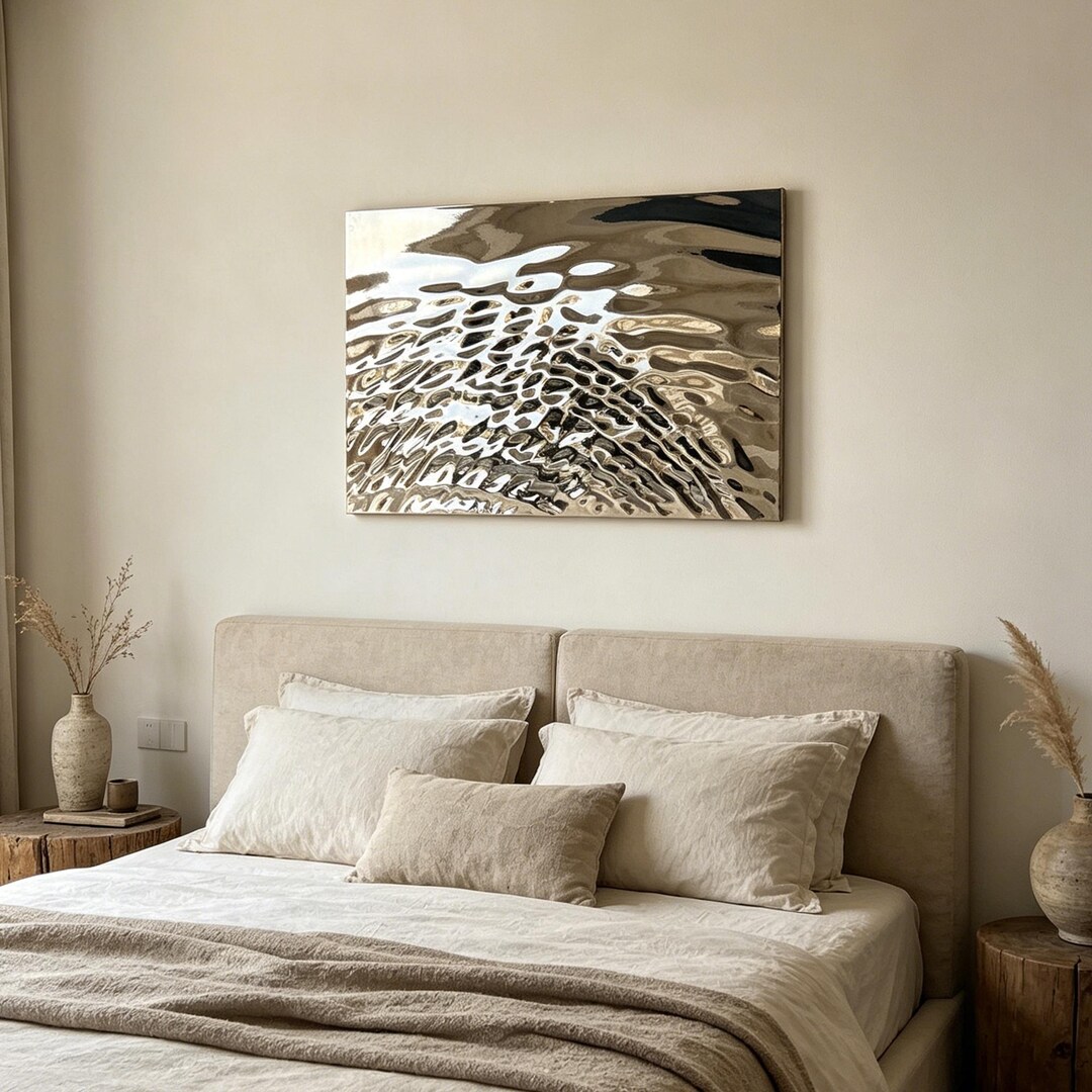 Reflective Metal Water Ripple Wall Art, Handmade Abstract Sculpture ...