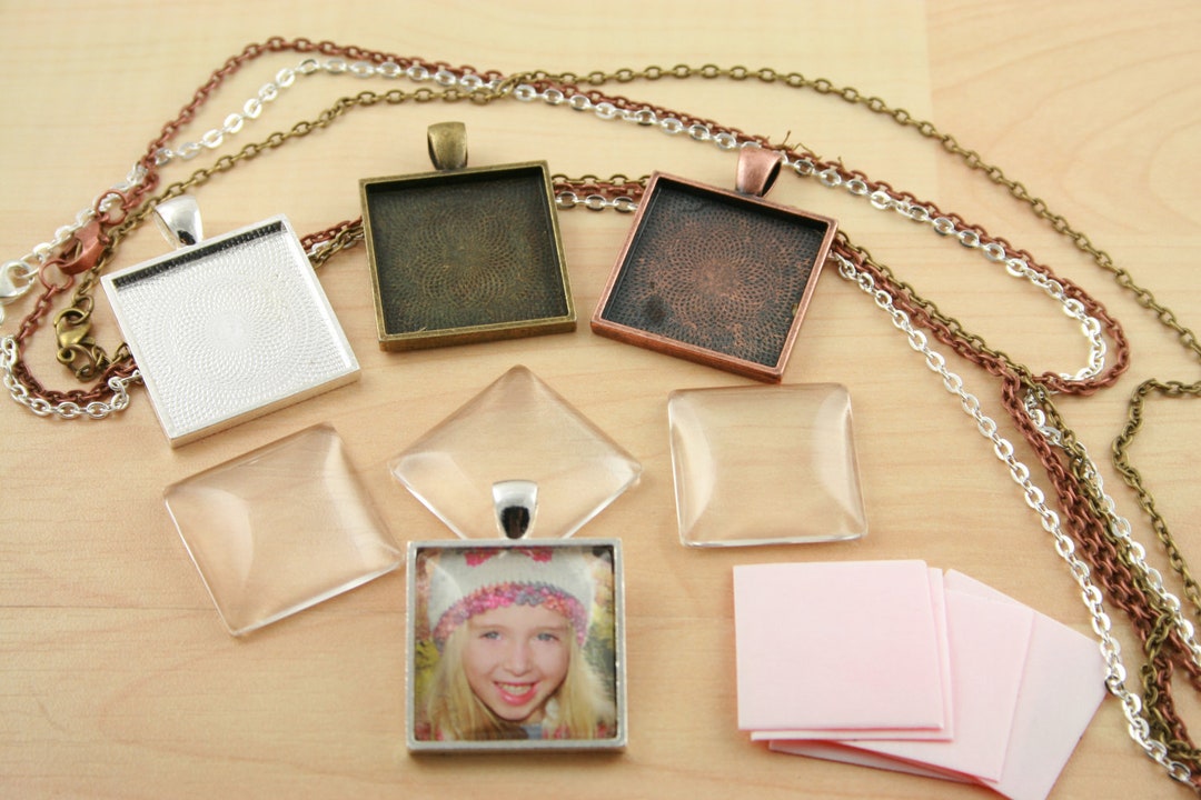 5 DIY PENDANT Kits - Photo Trays, Glass Domes 25mm, and Clear Photo ...