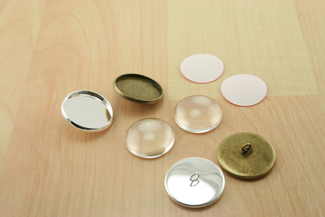 20mm SEW on BUTTON Bezel Blanks (10), SEALS (10 or 20), Glass (10 ...