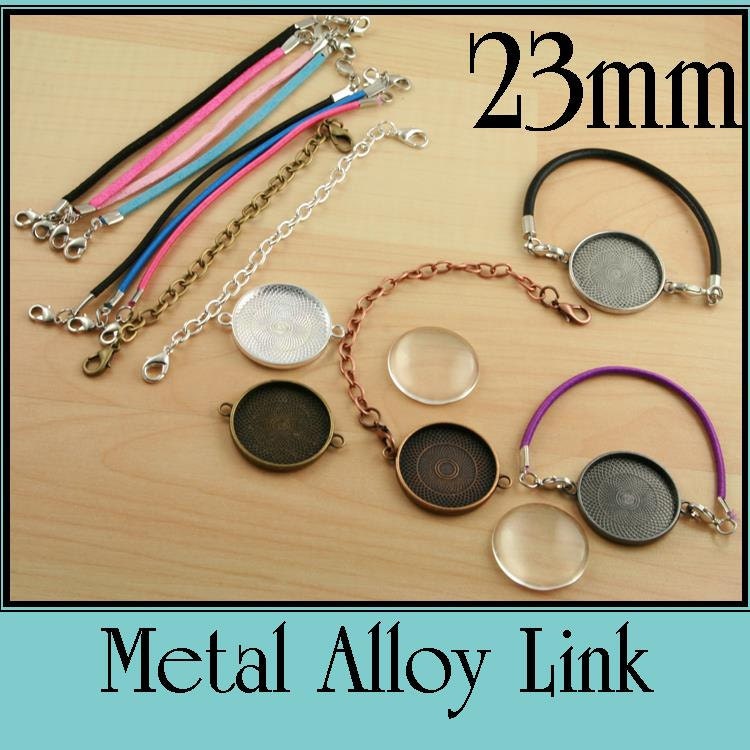 100 ROUND LINK 23mm Bracelet Link Bezel Blanks - Metal ALLOY. Perfect ...