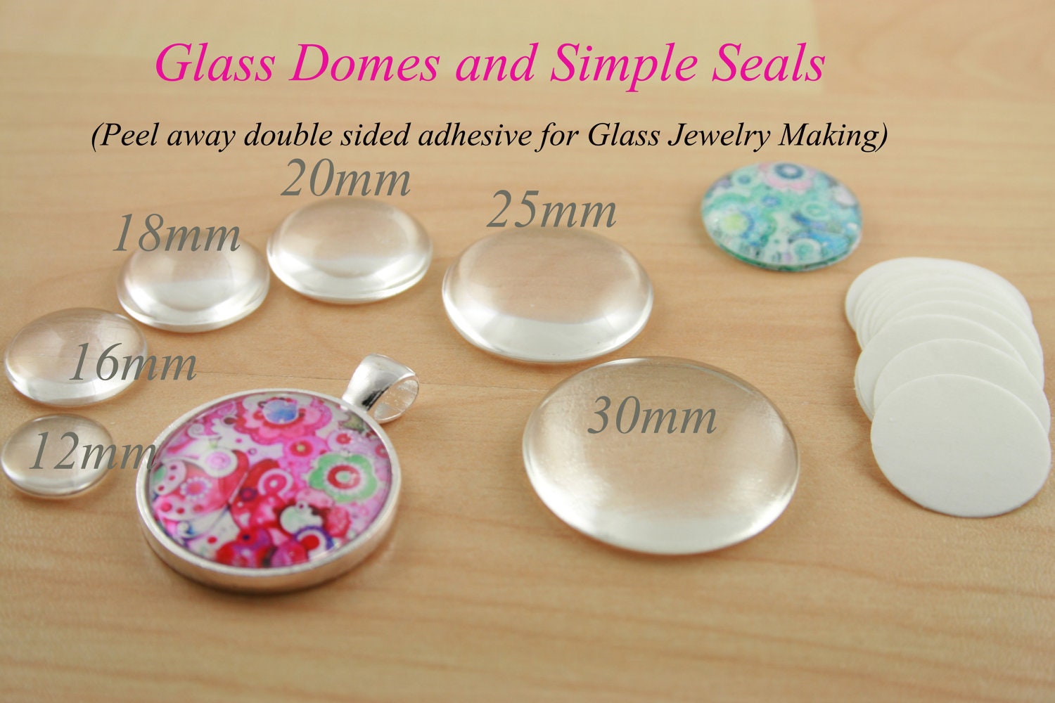 25 Kit -PENDANTS, Glass (25),SEALS (25 or 50), 25 Classic Chains. Photo ...