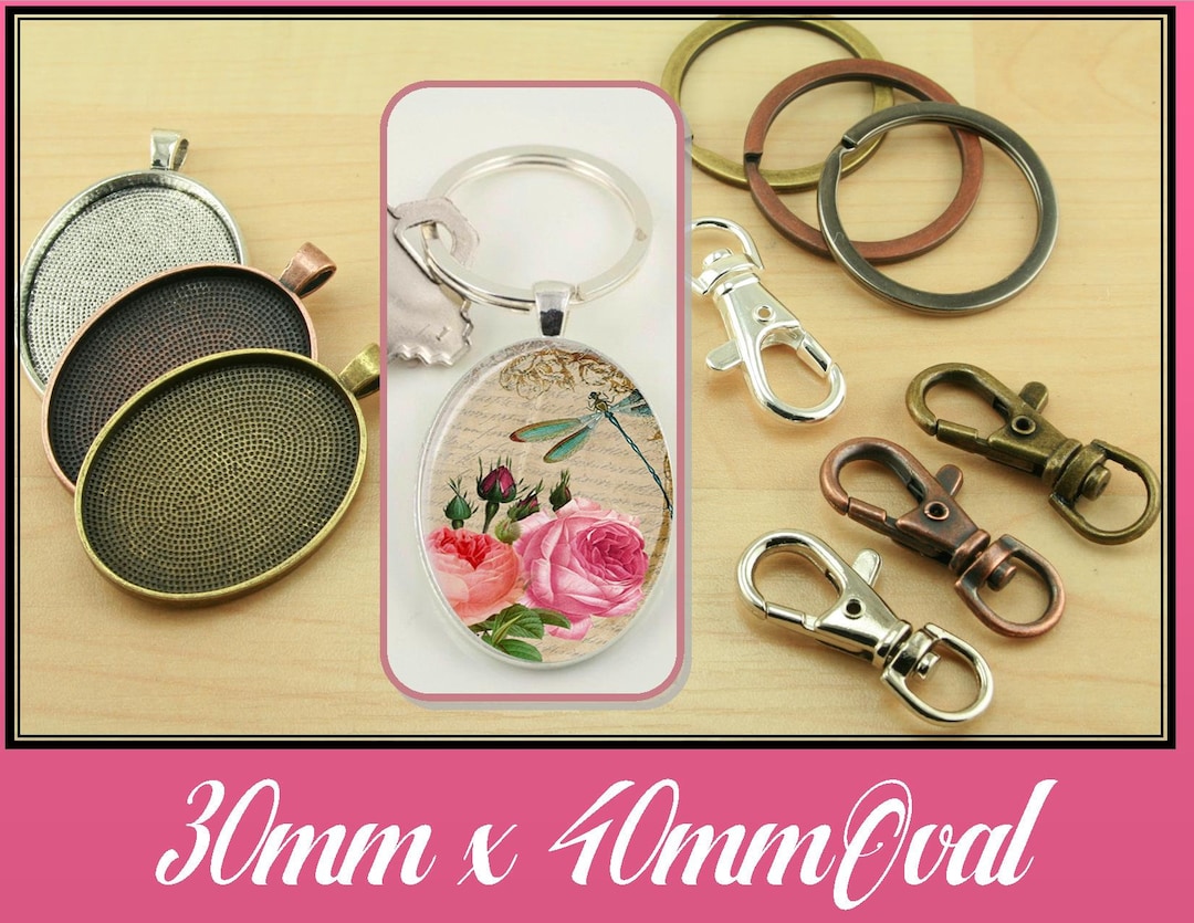 10 Key Ring Making Kit. 30x40mm DIY. Large Split Ring, 10 Standard ...