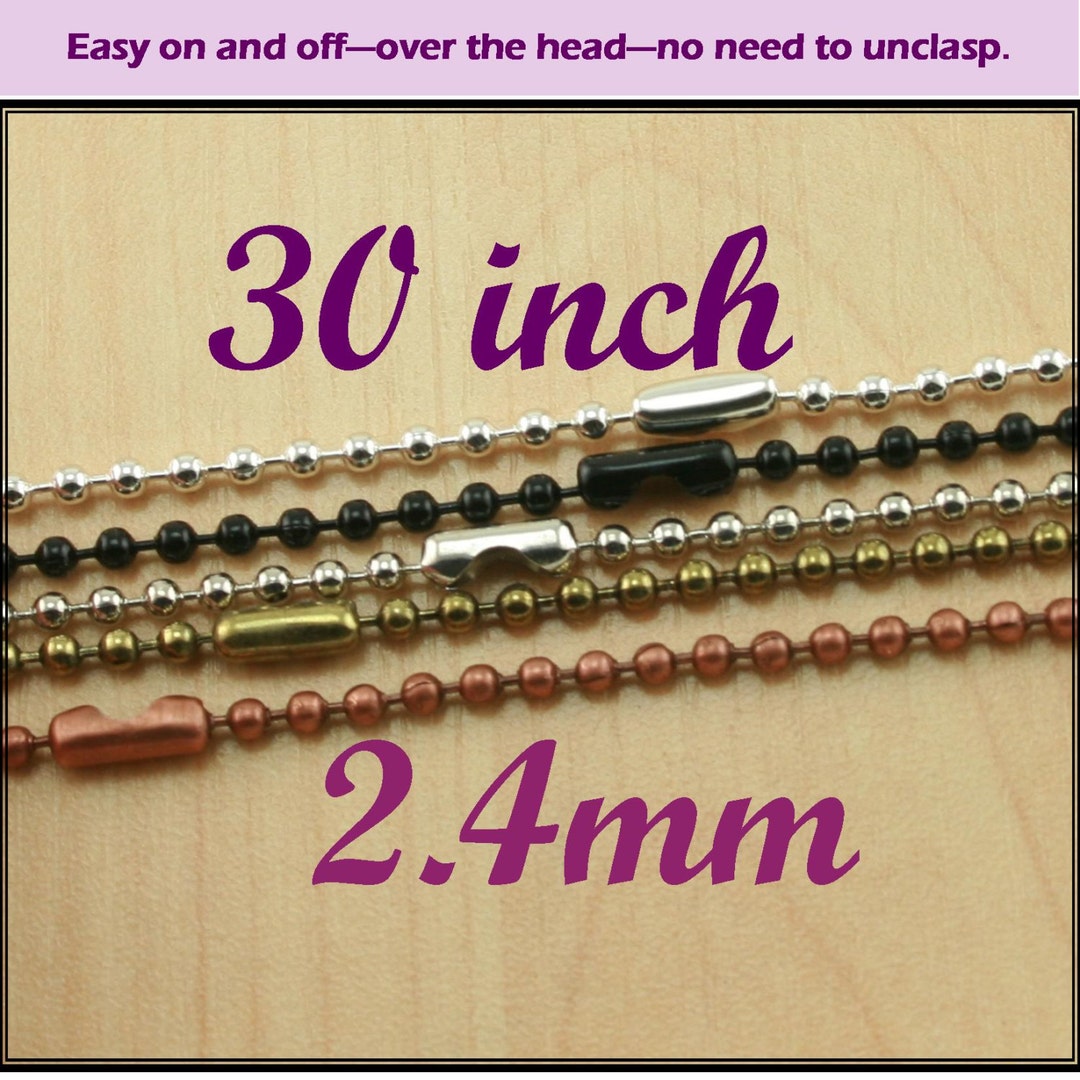 30 Inch Highest Quality Ball Chain Necklaces 2.4mm Natural Tone Chain ...