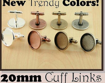 20 20mm CUFF Link Making Kit With Optional GLASS Domes20 and Adhesive ...