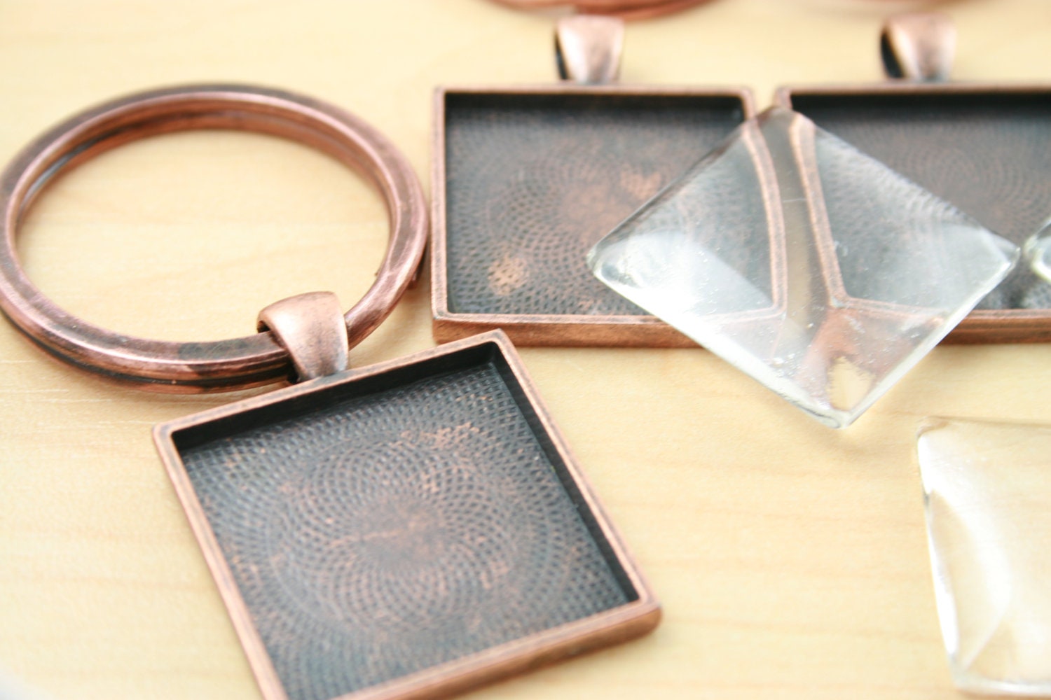 5 KEY Ring Making SETS Blank 1 inch Square Pendant Trays | Etsy