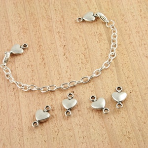 100 Heart Shaped Double Loop Charms - Silver Plated Alloy- Great for ...