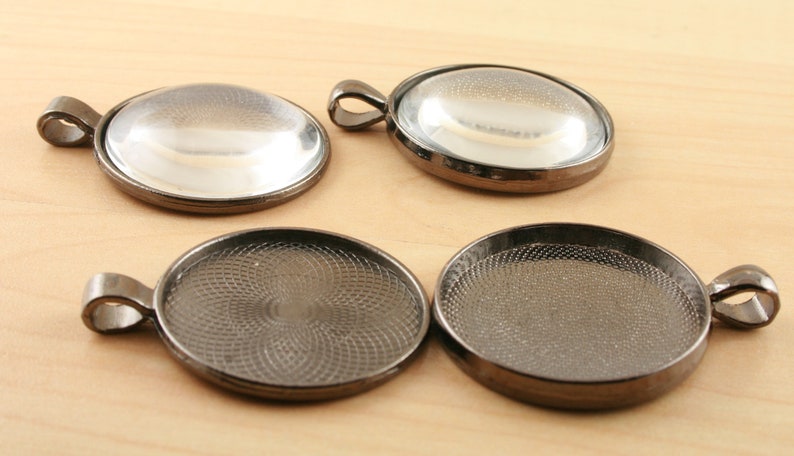 10 Large Gun Metal Dog Tag Trays 30mm - Gun Metal, Silver, Antique ...