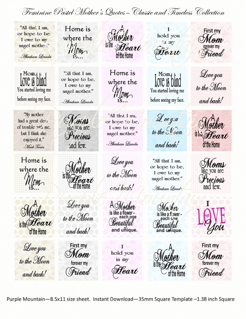 35mm SQUARE Mother, Mom, Pastel Backgrounds, Inspirational Quotes ...