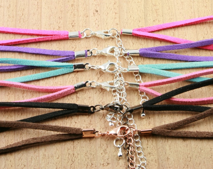 Colored Suede Bracelets to Use With Double Connector Bezel Trays Mix of ...