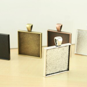 10 Square PENDANT STYLE Two Sided, Double Sided, 1 Inch Bezel Tray - 2 ...