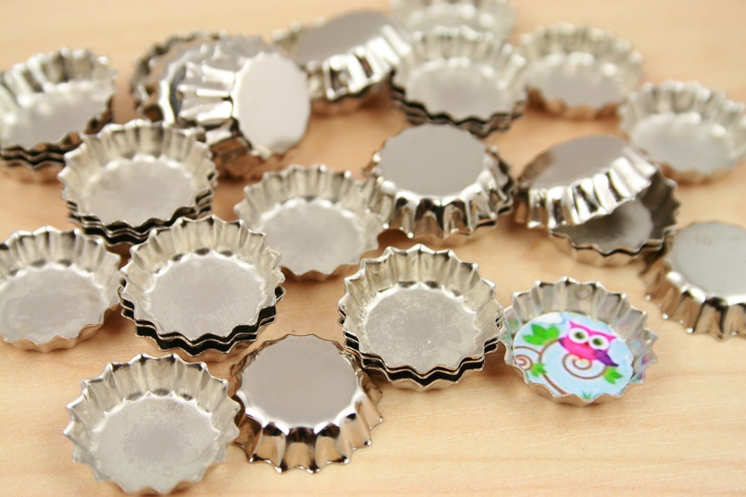 25 Mini Bottle Cap Fluted Bezel Cabochon Blanks - 1/2 Inch Round - Ship ...