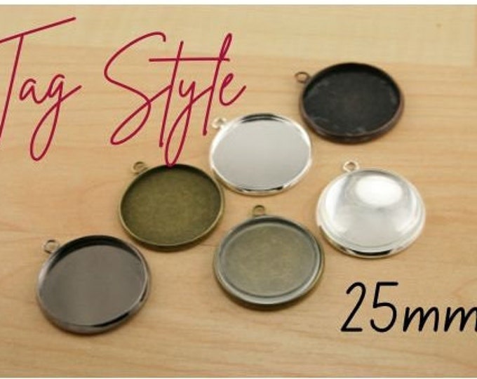 25 Recessed Pendant Tray Charms 25mm PENDANT Style Earring Drops-blank ...