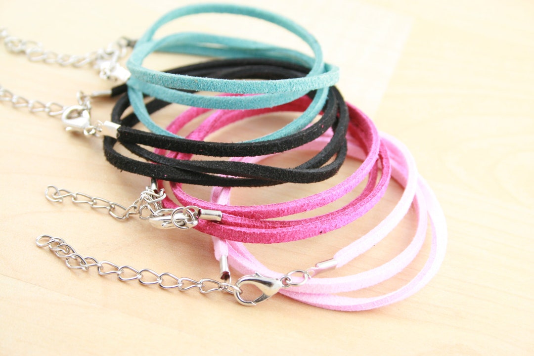 200 Faux Leather Suede - Necklace Cords. Lobster Clasp. Ext Chain. 16 ...