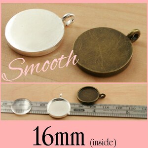 12 - 16mm ROUND Alloy Pendant Tray and Optional 16mm Glass Tiles (12 ...