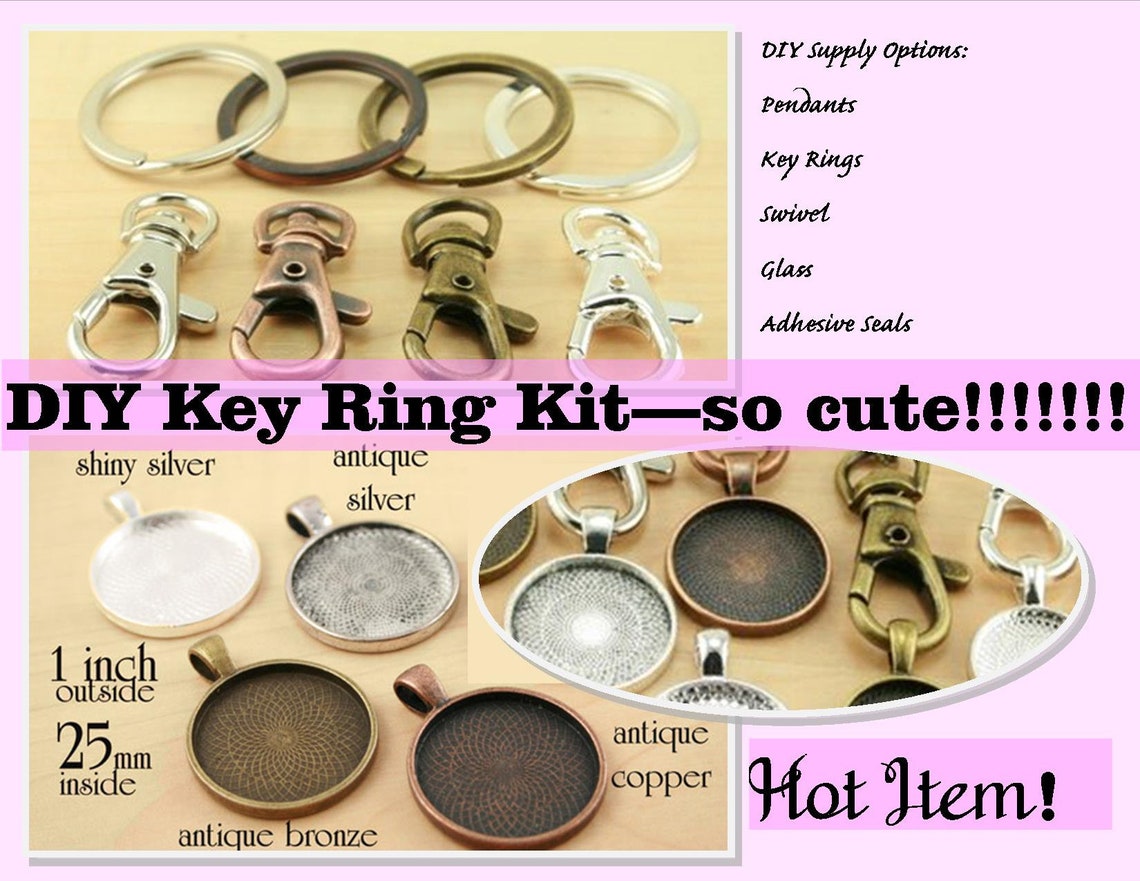10 Key Ring Making DIY Kit. XL Split Ring 10 Standard Swivel | Etsy