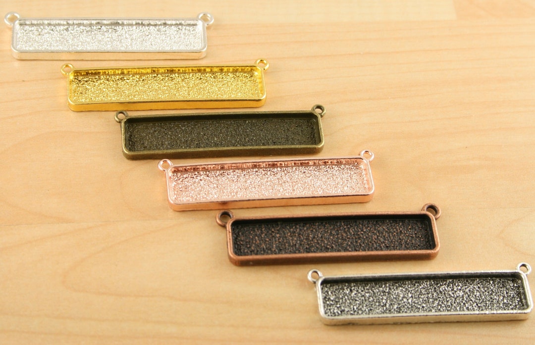 10 STURDY Rectangle- Slim, TOP LINK Top Loop Bezel Trays 2 In. Top-tip ...