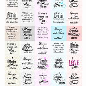 1.5 In, 38mm Mother, Mom, Pastel. BONUS 1 in Square and Round ...