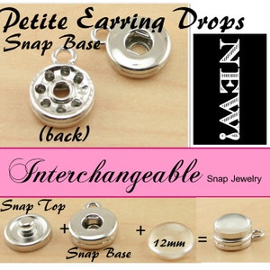 10 PETITE Earring Drop Snap Bases for DIY SNAP Bezel Toppers. Works ...