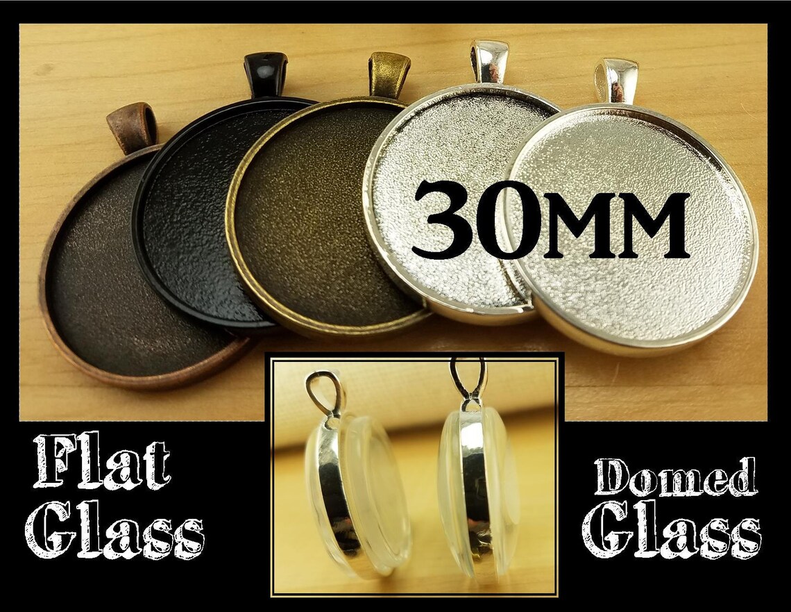 50 PENDANT STYLE Two Sided Double Sided 30mm Bezel Tray 2 - Etsy