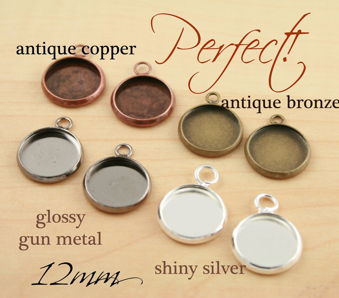 30 Recessed 12mm Earrings. Glass 12mm - Makes 15 Pair - Blank Charms ...