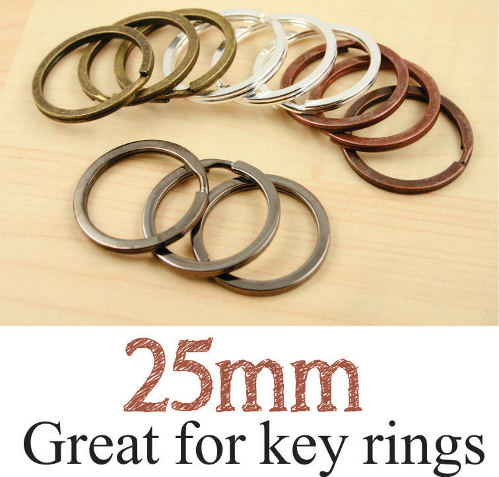 20 - Large Split Rings for Key Ring and Key Chains - Round, Heavy Duty ...