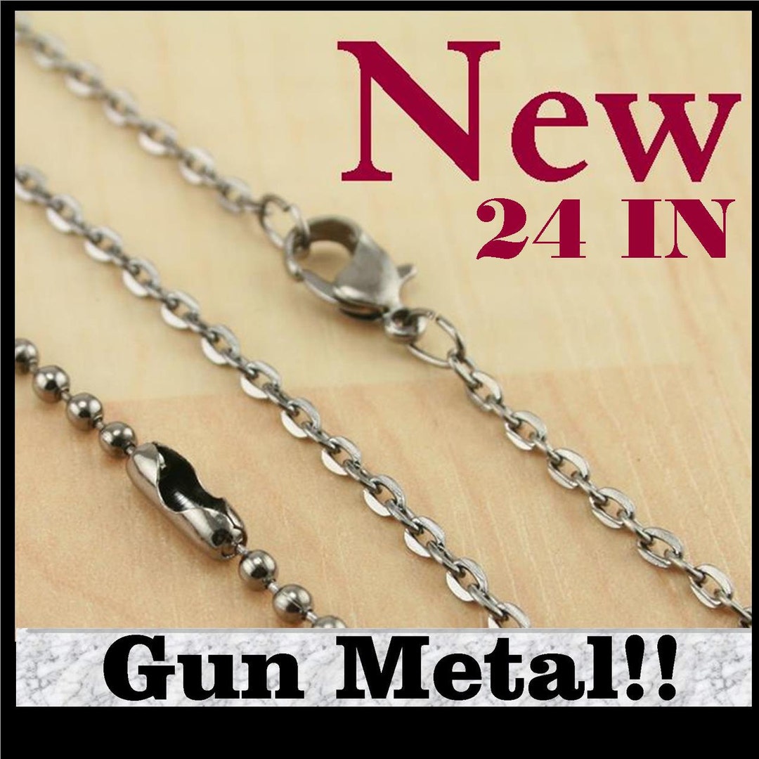 24 Inch GUN METAL - Classic Chain Necklaces - Oval Links. or Choose 2 ...