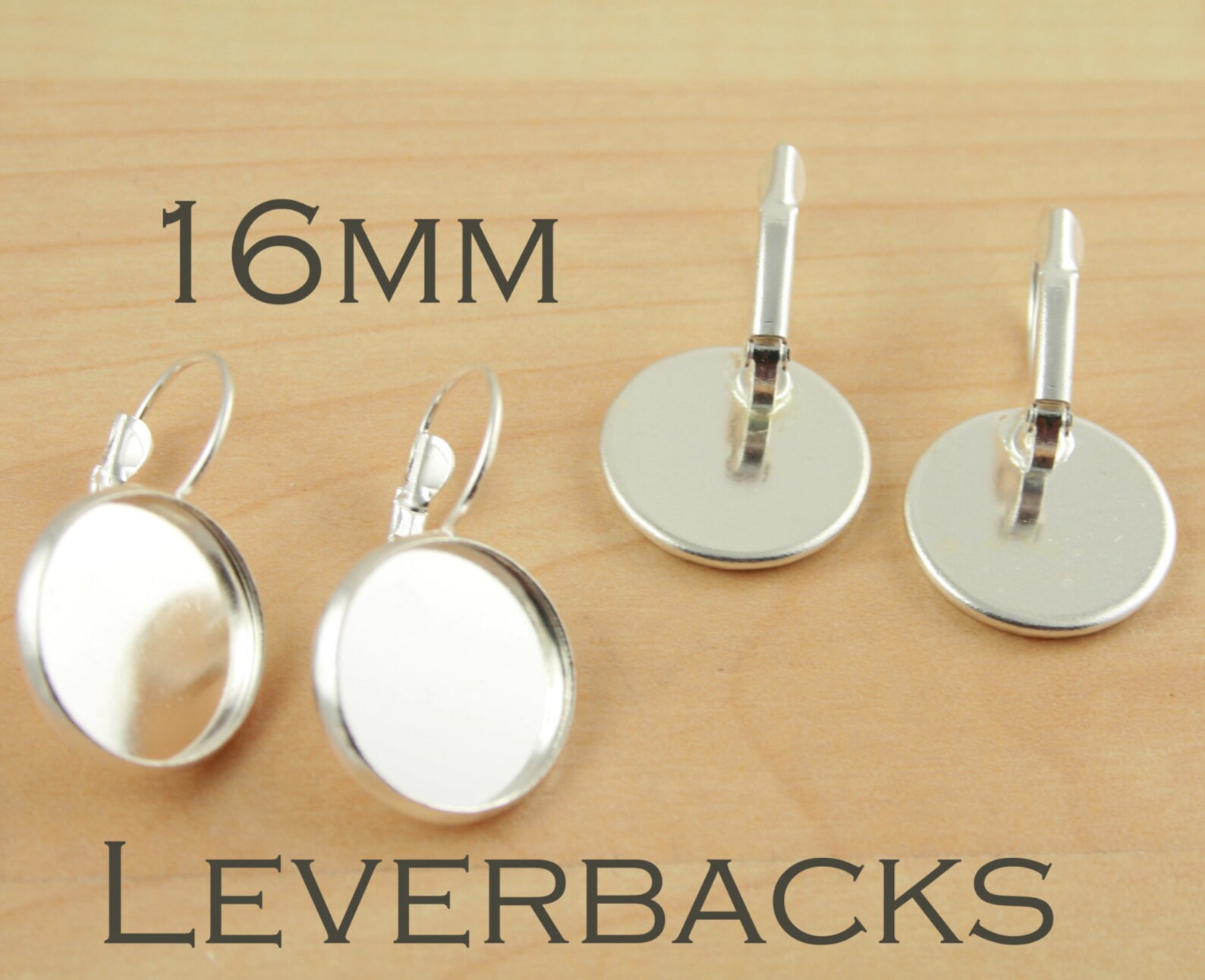 12 Ct. 16mm Bezel Lever Back Earring Wires - Earring Settlings(12 ...