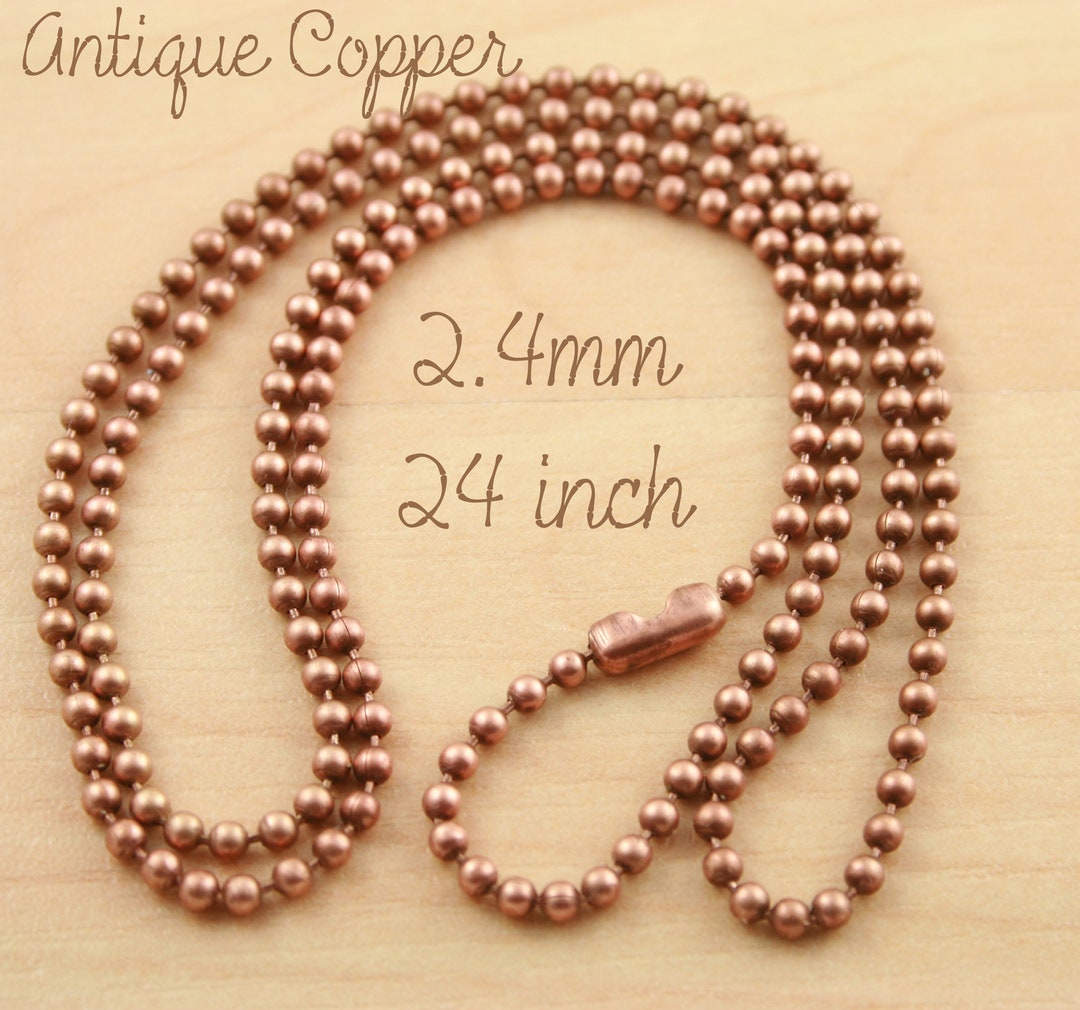 24 Inch Highest Quality Ball Chain Necklaces 2.4mm Antique Copper Chain ...