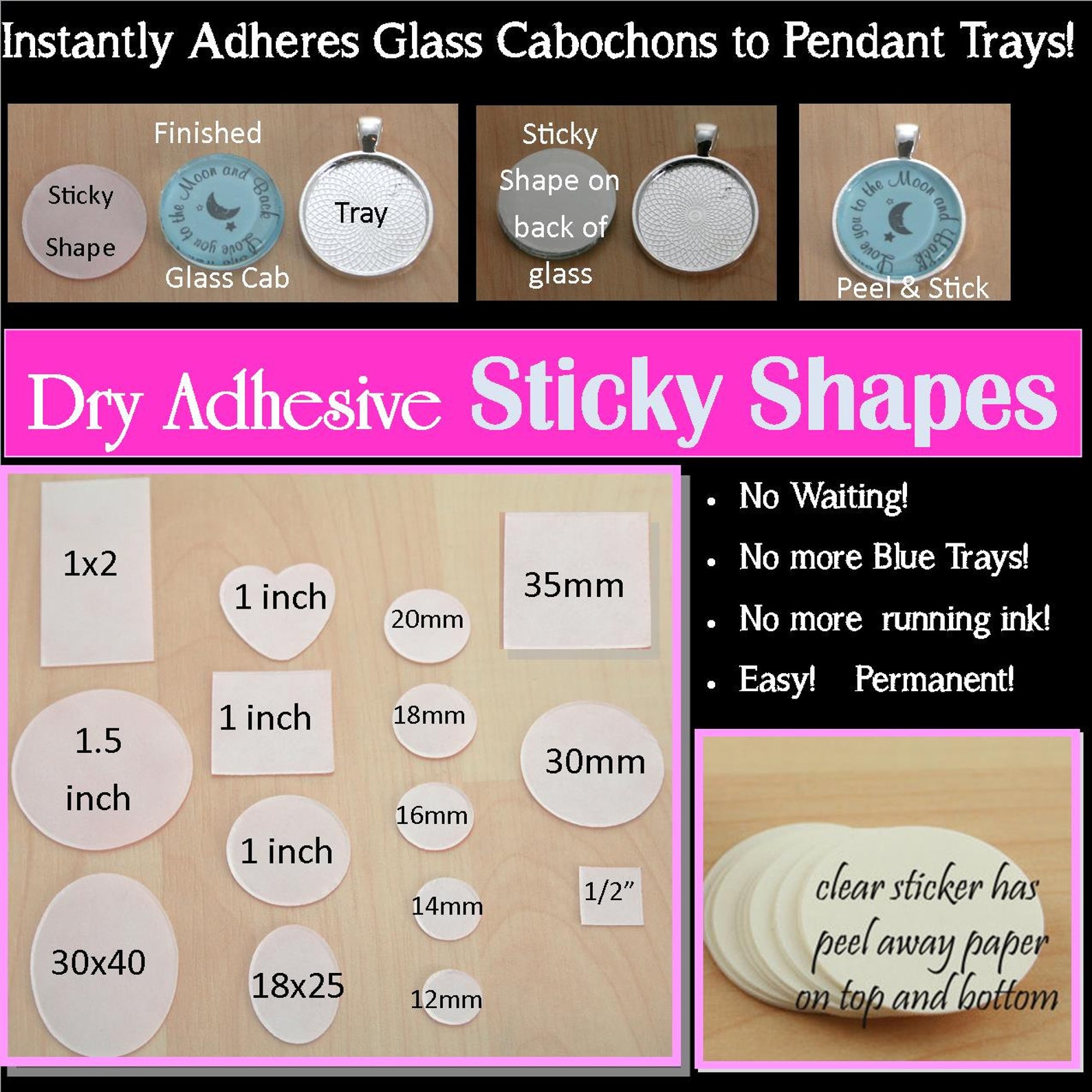 20 Dry Adhesive Sticky Shapes Dry Adhesive for Glass - Etsy