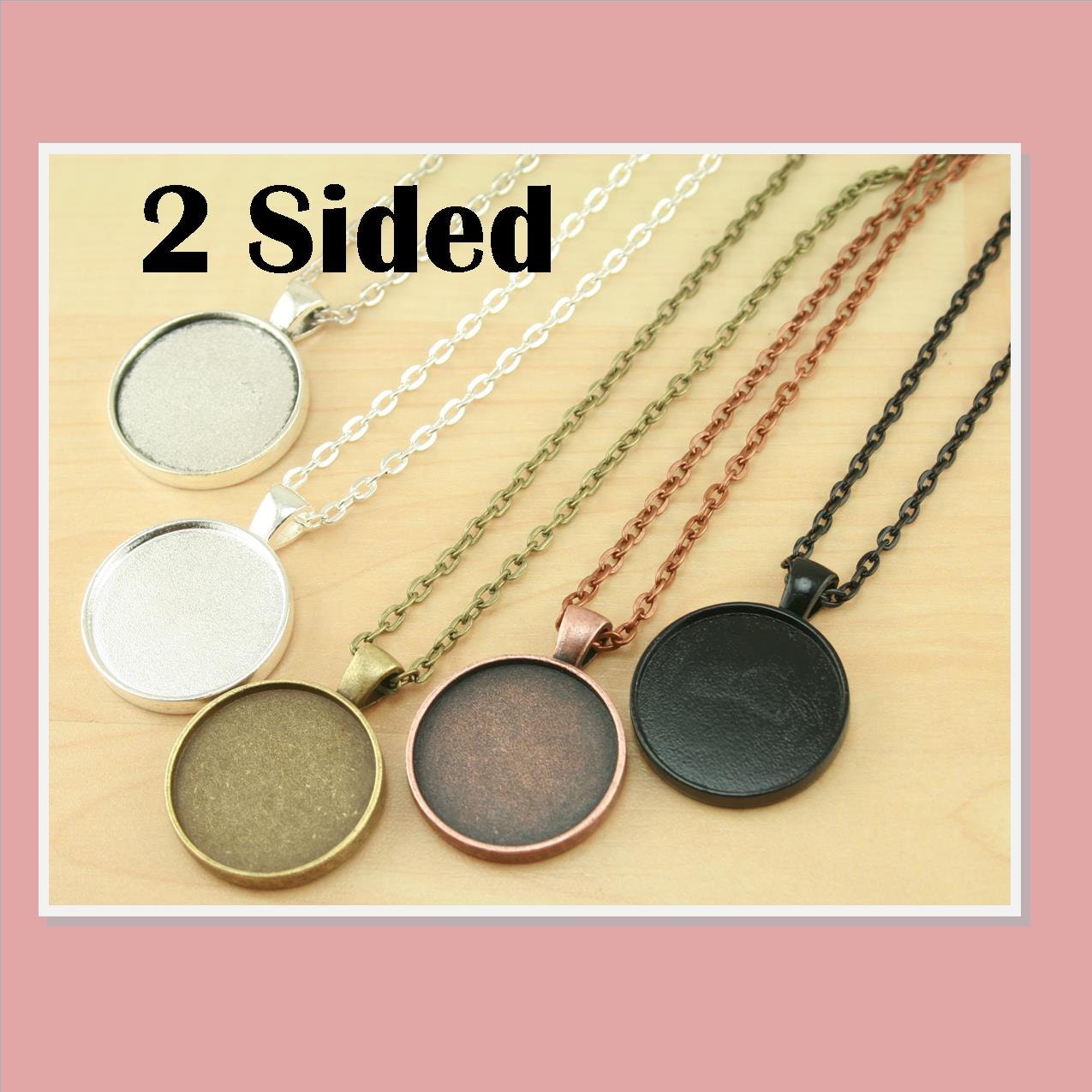 25 Double Sided PENDANT Style STURDY Alloy Pendants -25mm Bezel Tray ...