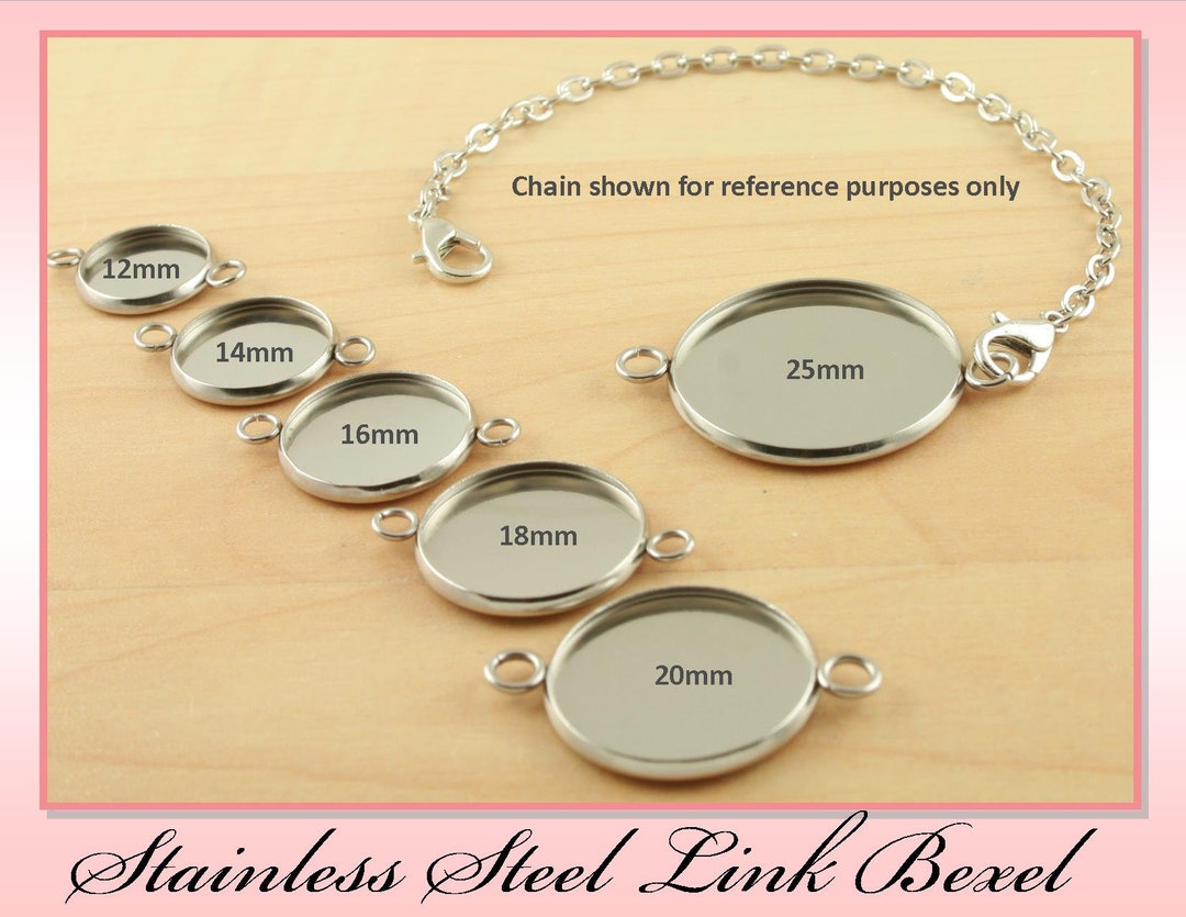 50- STAINLESS STEEL Connector LINKS. 12mm,14mm, 16mm, 18mm, 20mm, 25mm ...