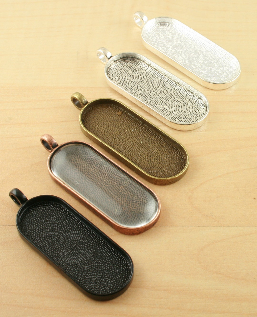 20 OVALS -thin, Long Elongated Oval Pendant Trays - 2 Inch - 18mmx50mm ...