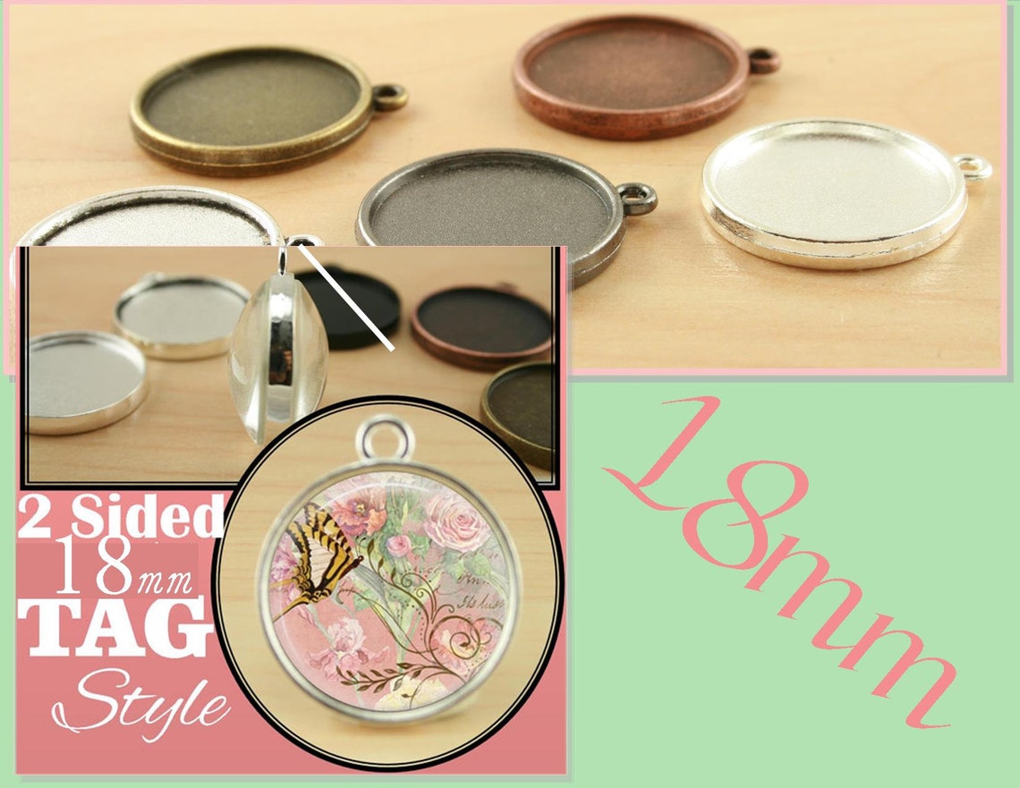 10 18mm Double Sided. Original TAG Style Pendanttwo Sided | Etsy