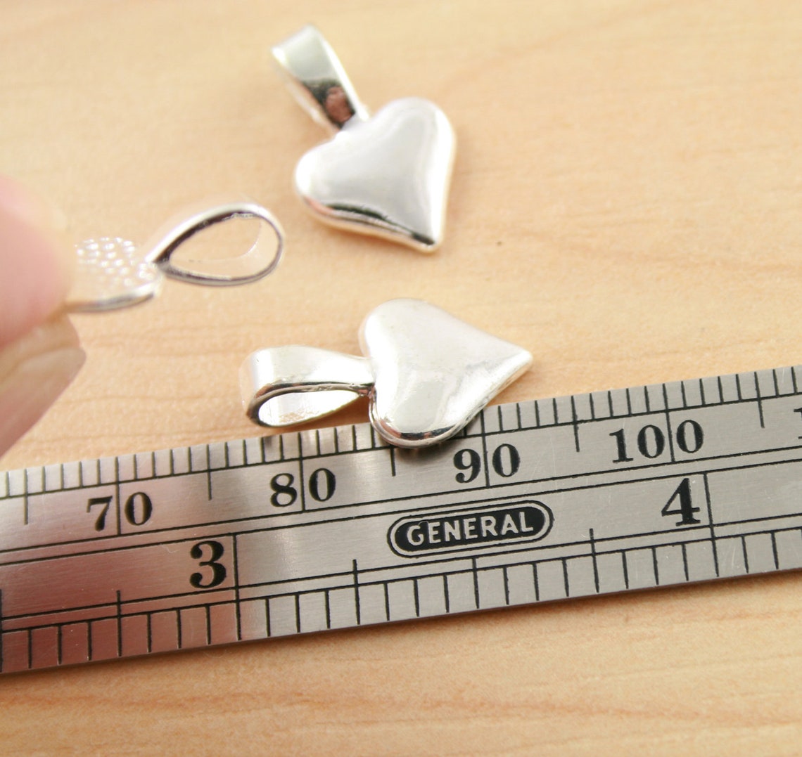 25 Heart Shaped Glue on Bails - Silver Plated - for Pendant Making - Etsy