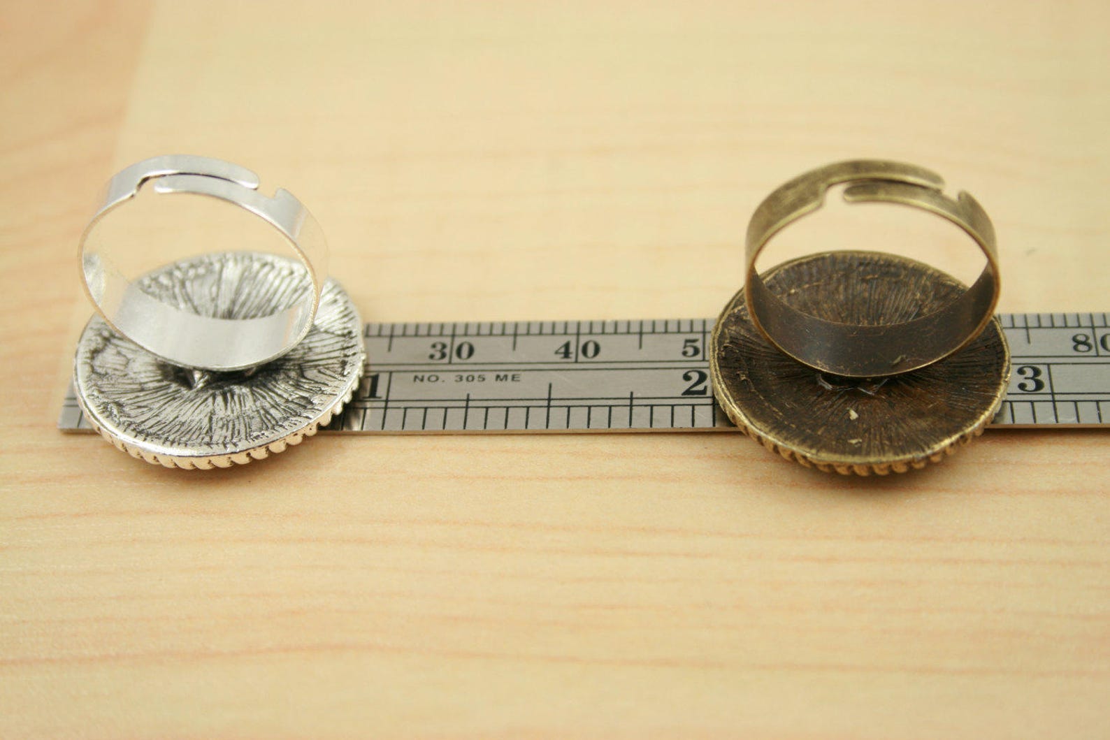 DIY Kit 4 - 16mm ROUND Alloy Ring Bezel Tray Faux Druzy Cabochons (4 ...
