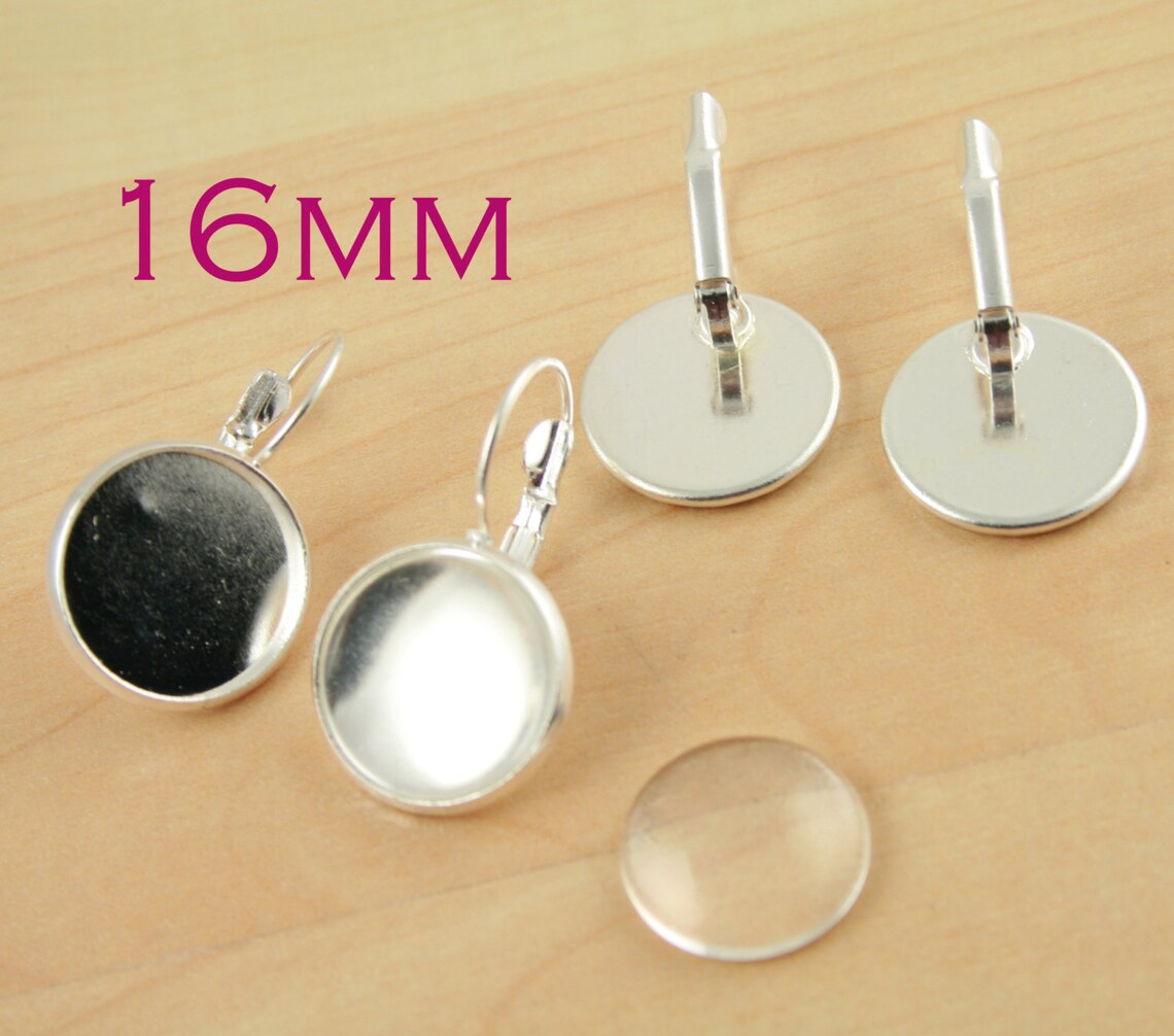 12 Ct. 16mm Bezel Lever Back Earring Wires - Earring Settlings(12 ...