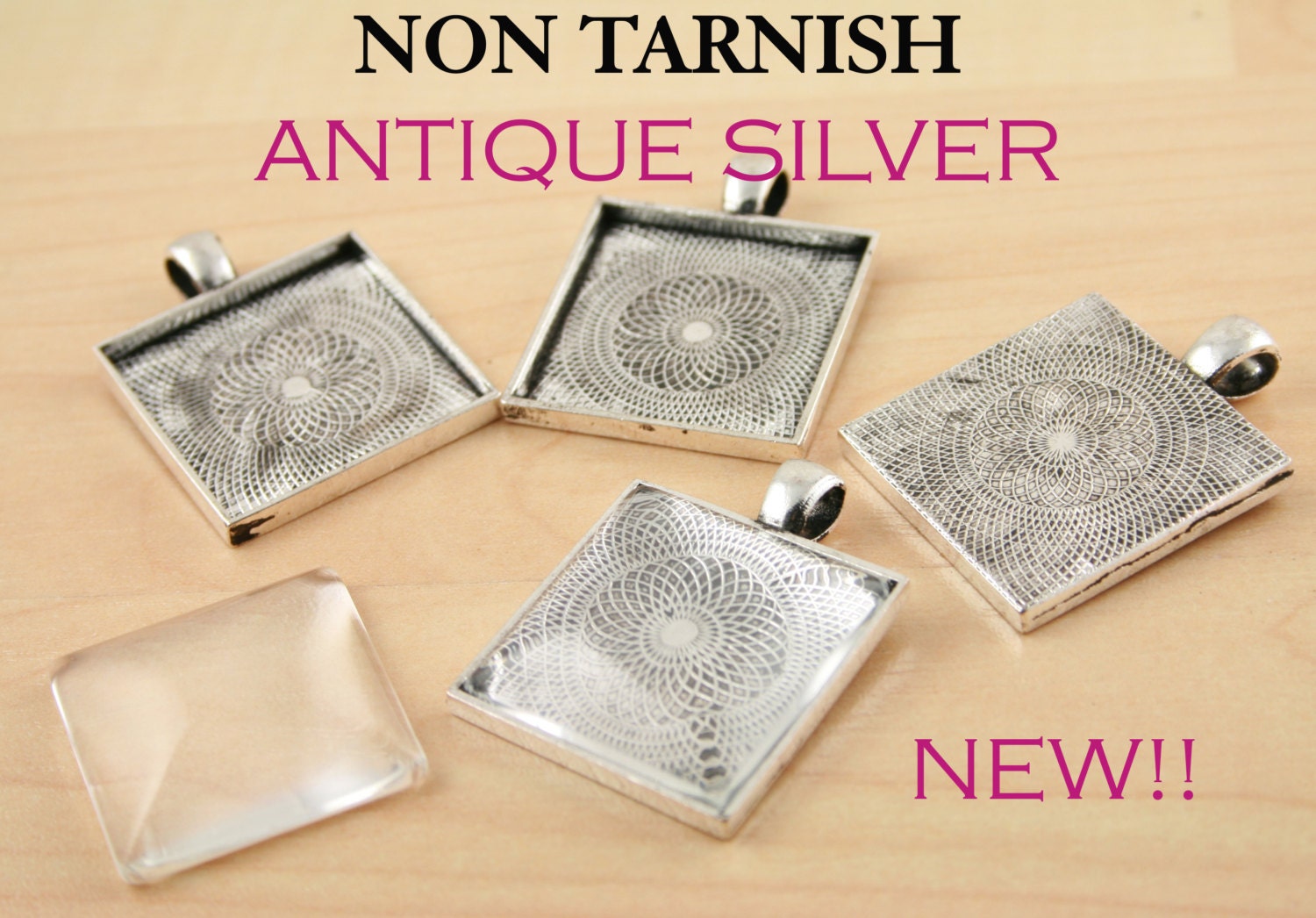 10 Blank 1 Inch Pendant Trays SQUARE Antique Silver Bezels - Etsy