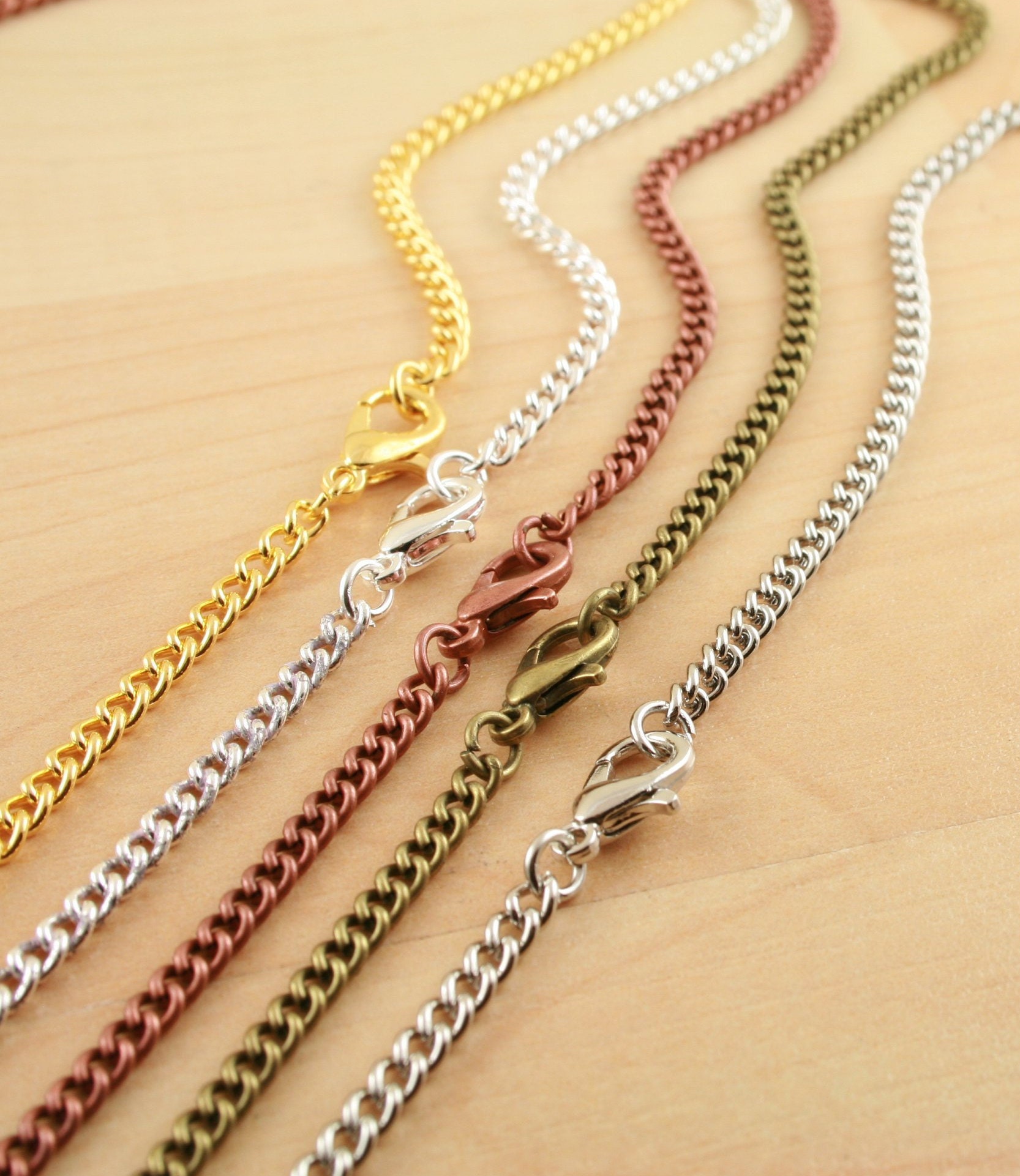 New 10 DENSE-CURB Chains With Lobster Clasps Box Style - Etsy