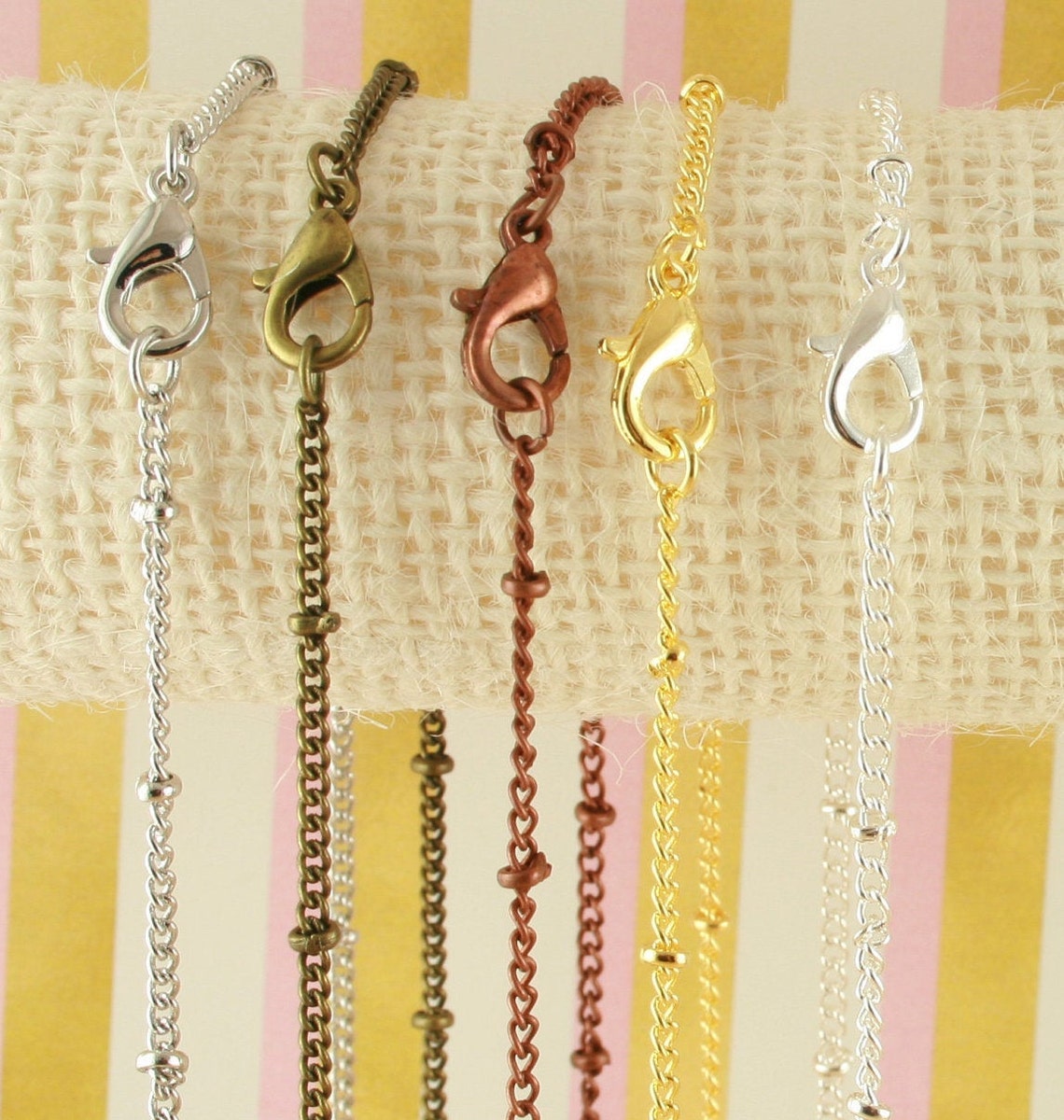 Pick Your Quantity BEADED CURB Chains With Lobster Clasps - Etsy