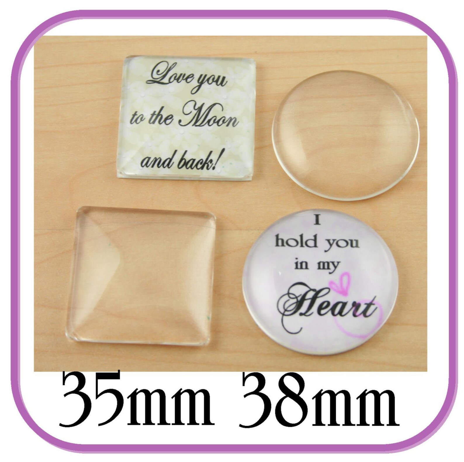 10 Jumbo Glass Pcs. Choose 35mm SQUARE or 38mm ROUND, 30x40 Oval Glass ...