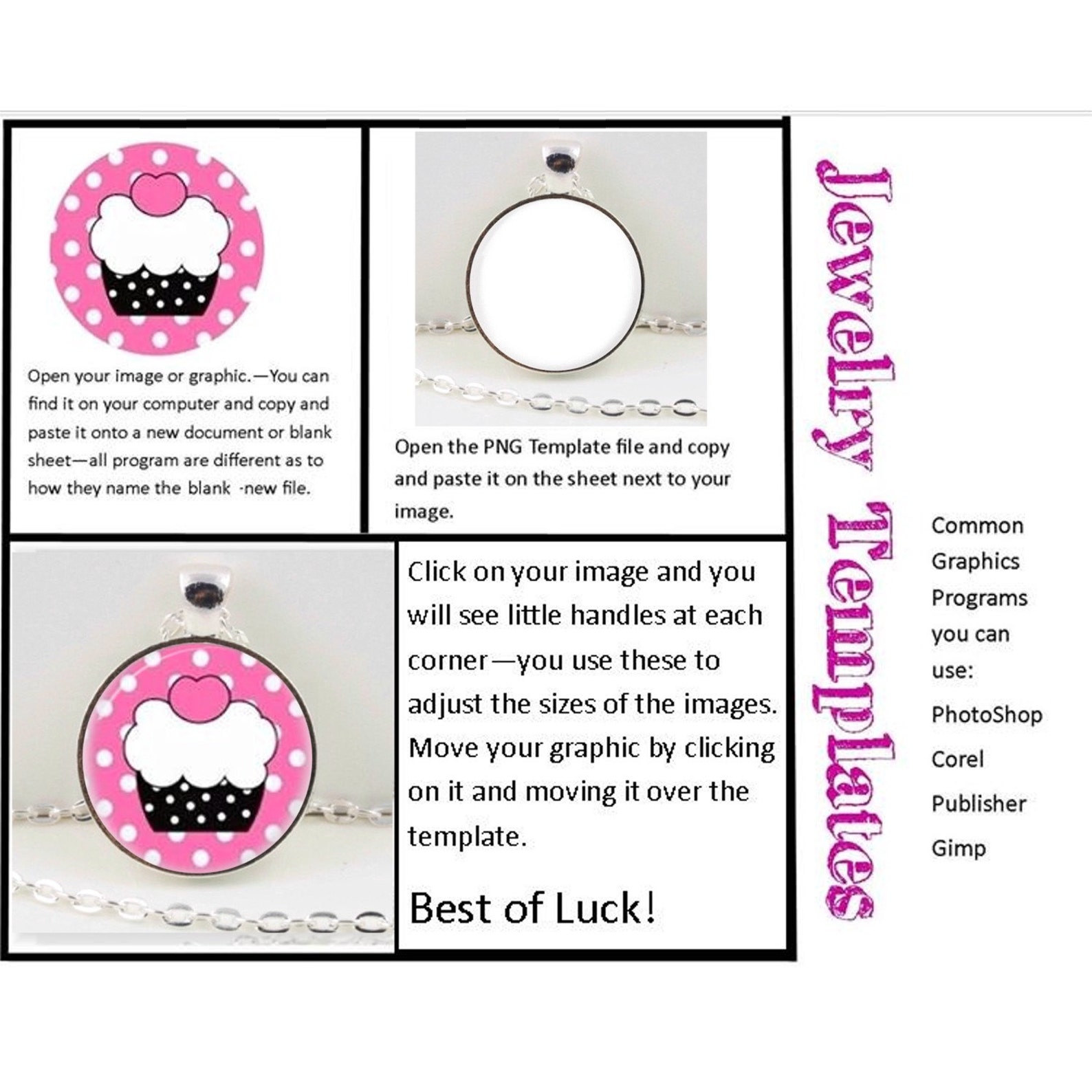 INSTANT DOWNLOAD Jewelry Template Silver Round Pendants | Etsy