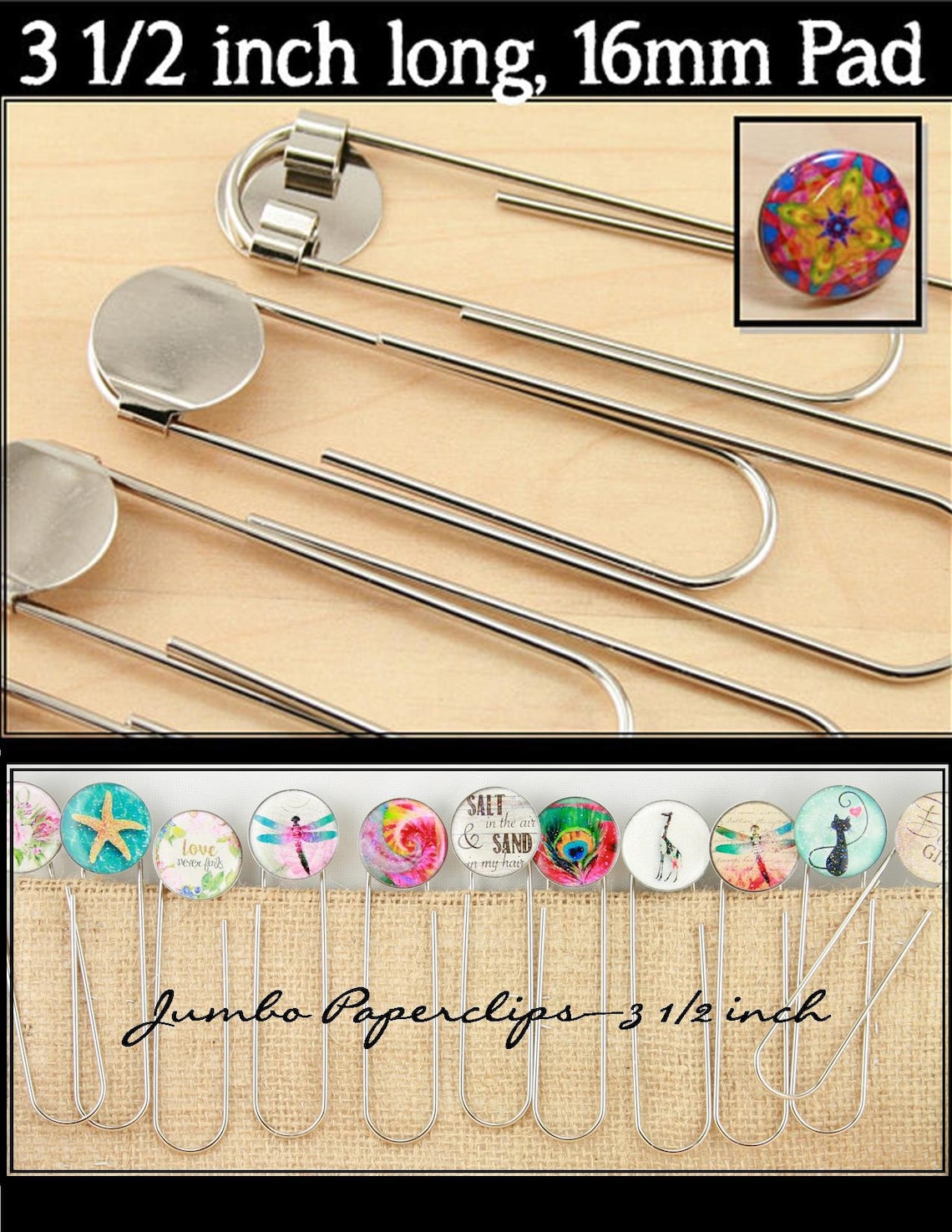 20 - DIY Jumbo Paper Clip Bookmarks . 3 1/2 Inch in Length. 16mm ...