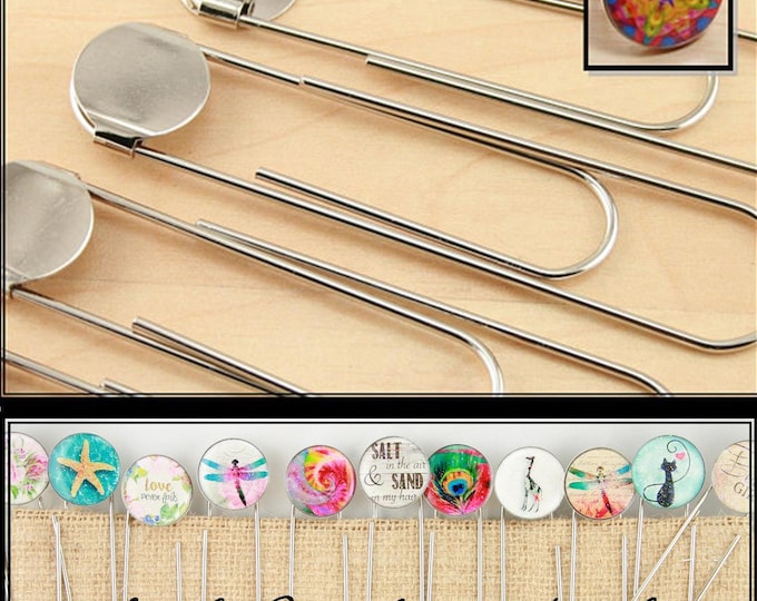 Junk Journal Paper Clips | Button Paper Clips | Large Button Bookmark ...