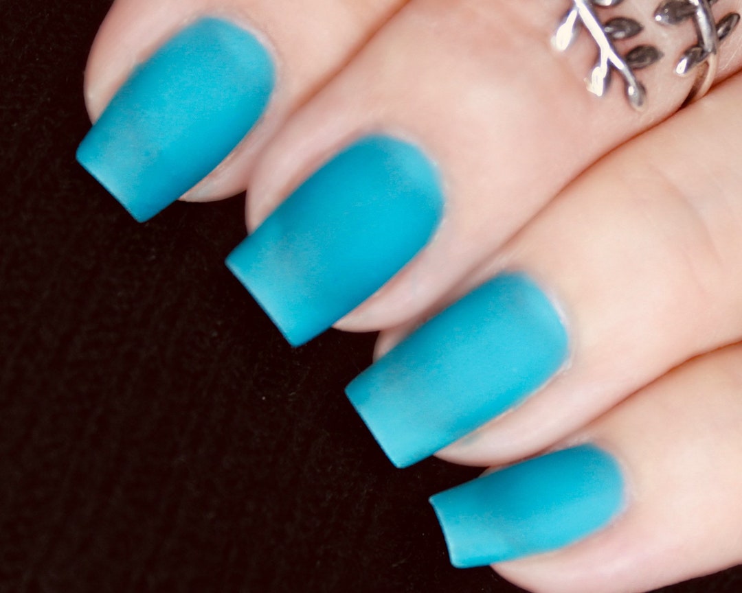 Matte Turquoise Sheer Nail Polish Blue-green Matte Jelly Nail Polish ...