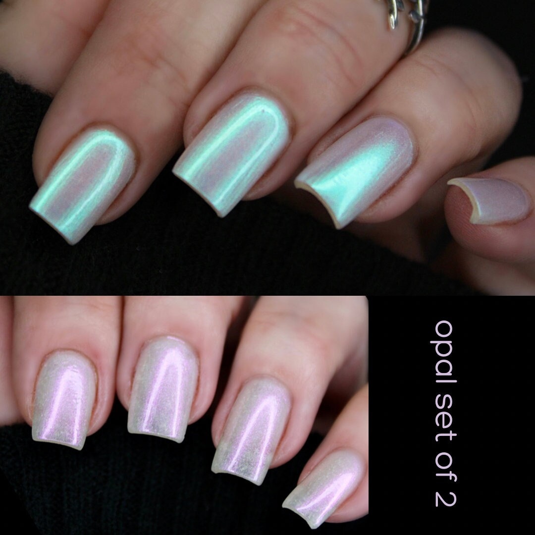Teal & Purple Opal Nail Polish Set, Iridescent Nail Polish, Shimmer ...