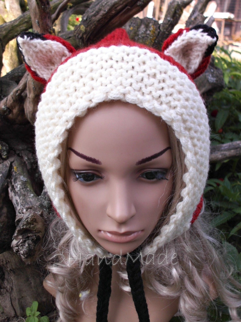 Fox Hand Knit Hat Adult Elf Pixie Hood Hat Chunky Forest - Etsy
