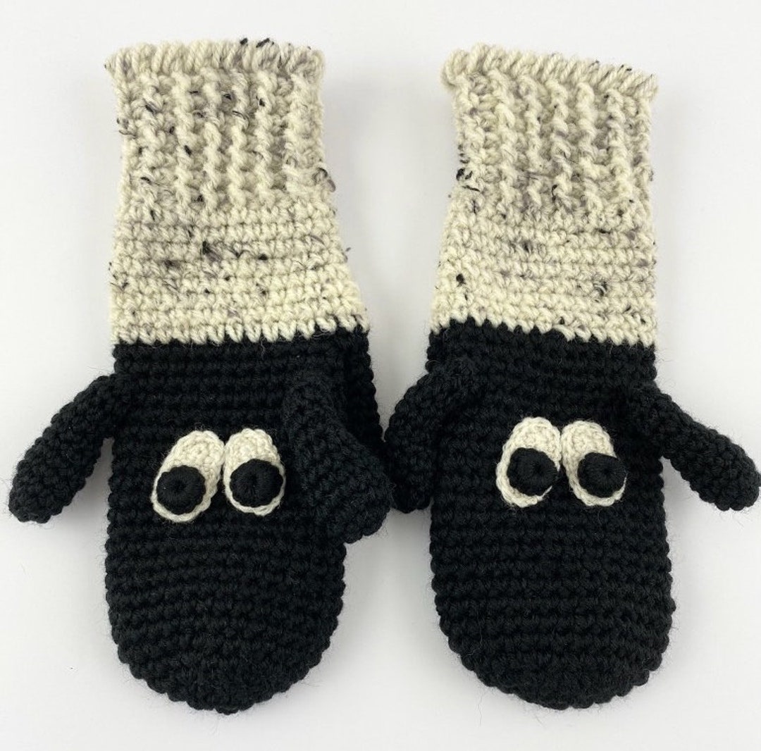 Funny Chunky Crochet Lamb Sheep Mittens Animal Puppet Unisex Boy Girl ...