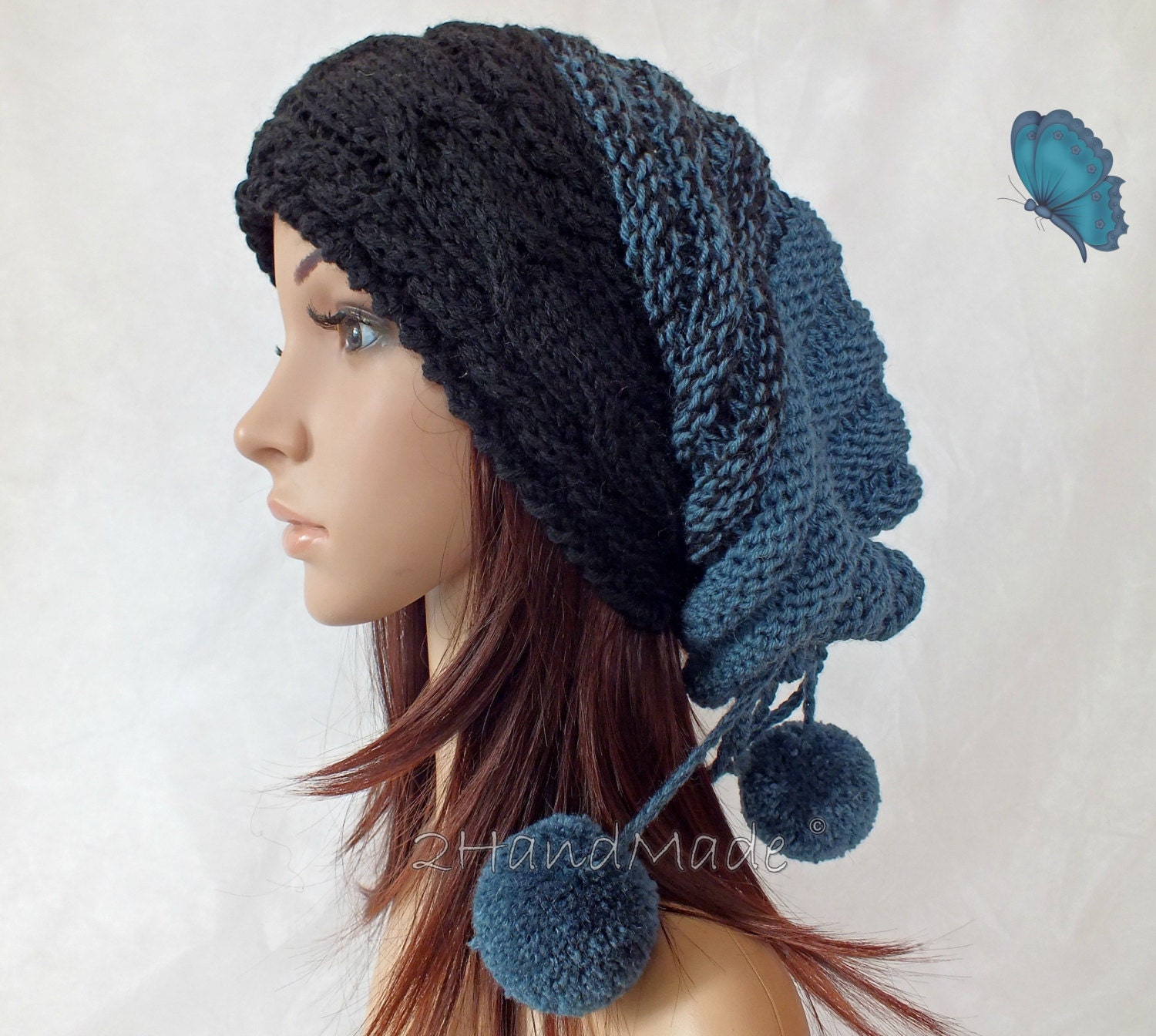 Slouchy Beanie Slouch Hat Oversized Baggy Cabled Hat Neck Warmer Womens ...