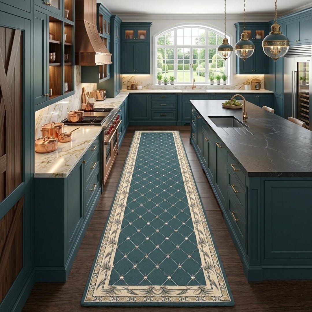 Regal Teal Trellis Hand-tufted Runner Rug - Etsy