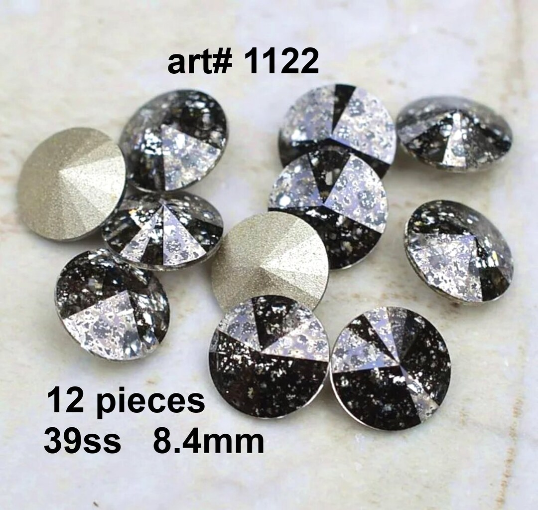 12 Black Patina 39ss Rivoli Rhinestones, Loose 1122 Rhinestones ...
